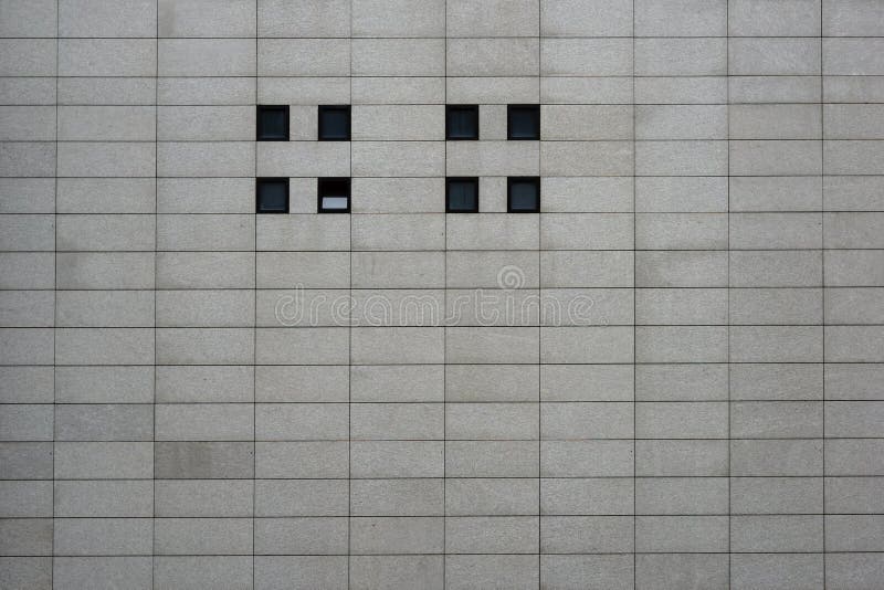 Modern Facade with Small Square Windows Stock Photo - Image of covering ...