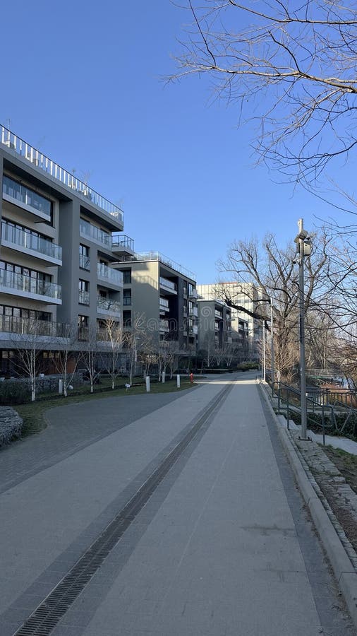 Modern Facade of a Residential Complex Building. Wroclaw, Poland Stock ...