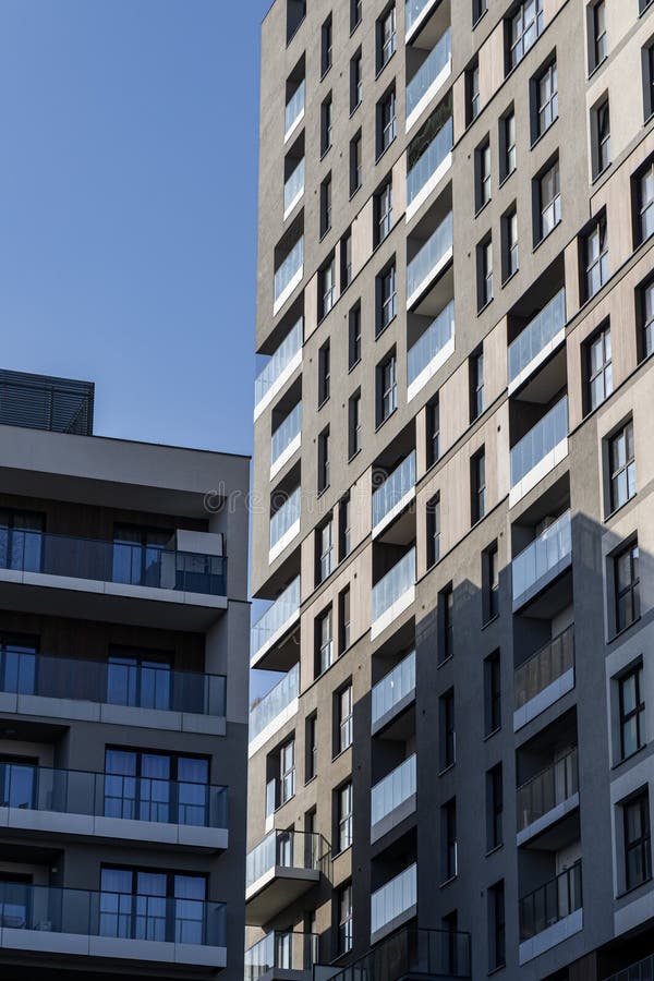 Modern Facade of a Residential Complex Building. Wroclaw, Poland Stock ...
