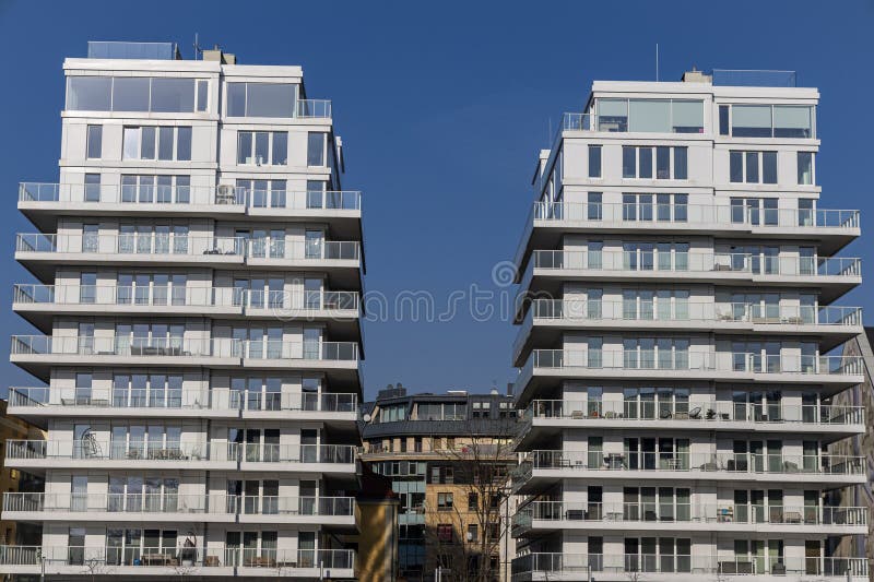 Modern Facade of a Residential Complex Building. Wroclaw, Poland Stock ...