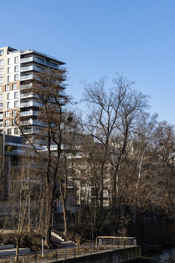 Modern Facade of a Residential Complex Building. Wroclaw, Poland Stock ...