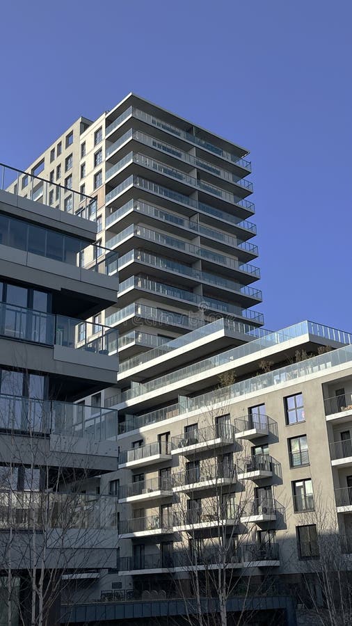 Modern Facade of a Residential Complex Building. Wroclaw, Poland Stock ...