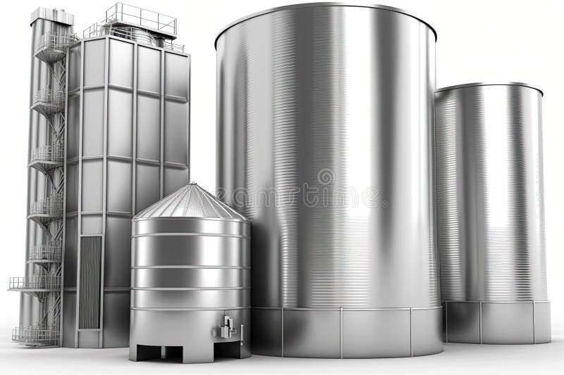 Modern Factories Often Use Large Aluminum Storage Tanks Stock ...
