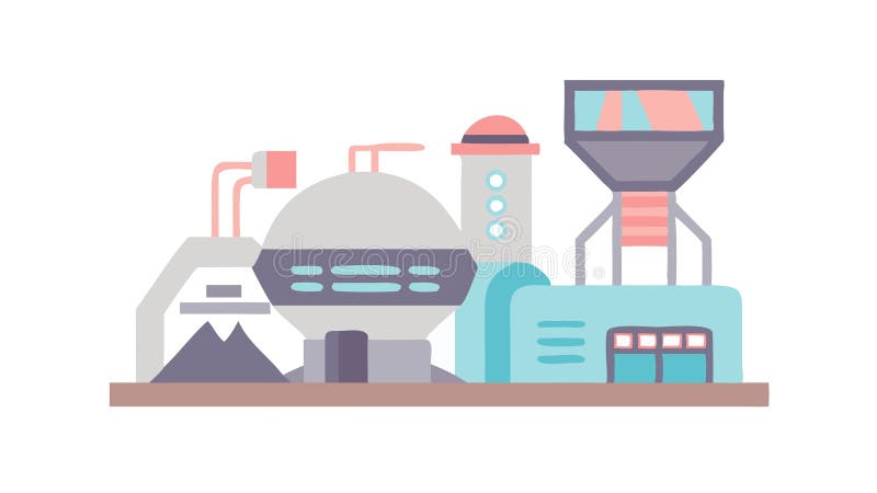 A Modern Factory with an Air Pollution Control System, Vector Design ...