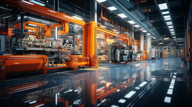 A Modern Factory with Automated Processes. Generative Ai Stock ...