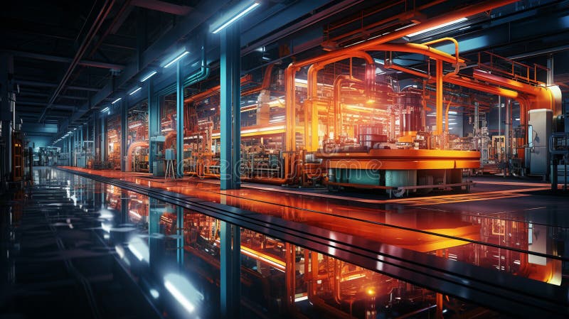 A Modern Factory with Automated Processes. Generative Ai Stock ...