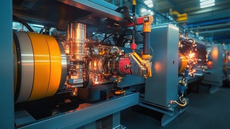 Modern Factory Automation with Robotic Arm Operating Machinery Stock ...