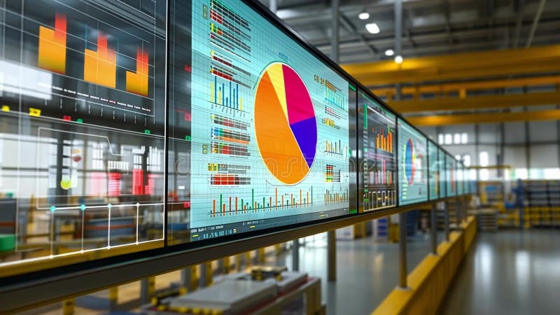 Modern Factory Control Room Showing Key Performance Indicators Changing ...