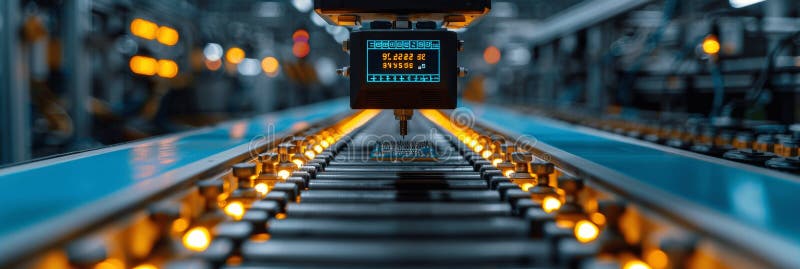 Modern Factory Electronics Assembly Line with PCB Soldering Stations ...