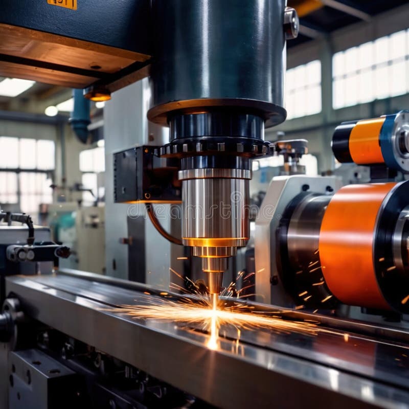 A Modern Factory with High - Tech Milling Machines Stock Illustration ...