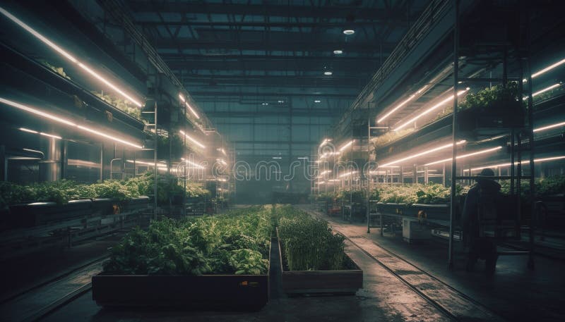 Modern Factory Illuminates City with Bright Lights Generated by AI ...