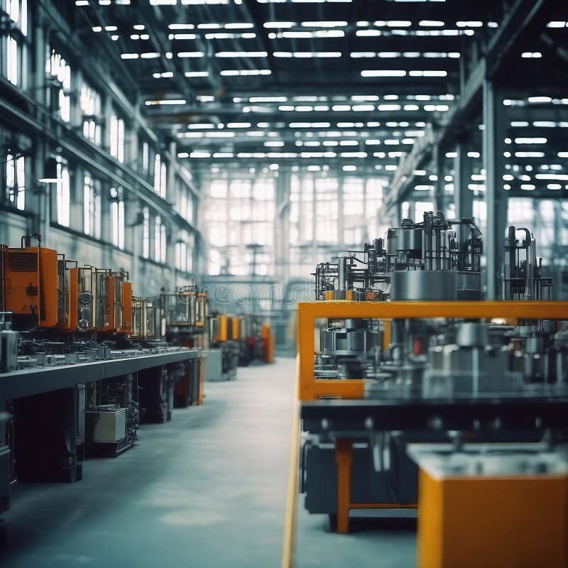 Modern Factory Interior with Mechanic Machines Stock Photo - Image of ...