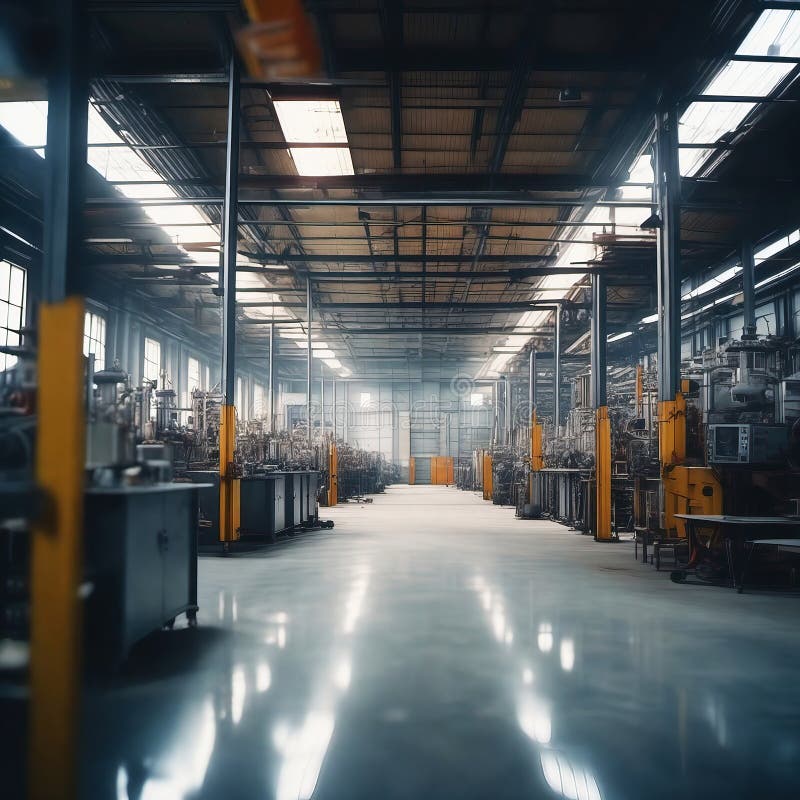 Modern Factory Interior with Mechanic Machines Stock Image - Image of ...