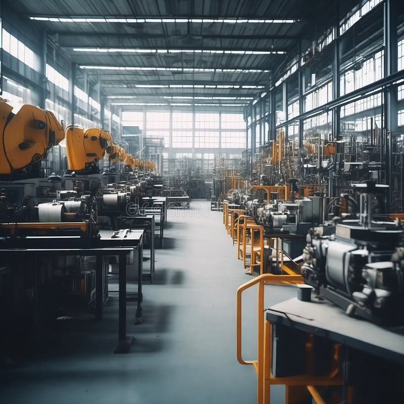 Modern Factory Interior with Mechanic Machines Stock Image - Image of ...