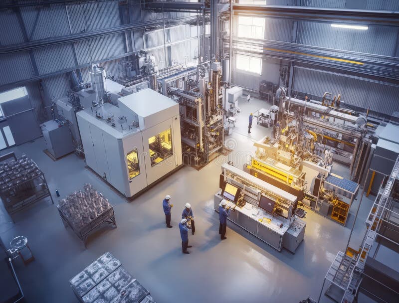 Modern Factory Production Line Workers Stock Photo - Image of ...