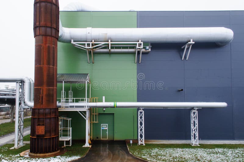Modern factory with tubes stock photo. Image of power - 107277914