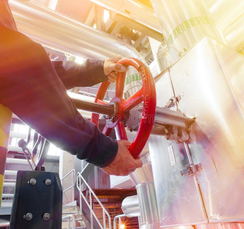Factory Worker Turning Valve Stock Photo - Image of gate, gasoline ...