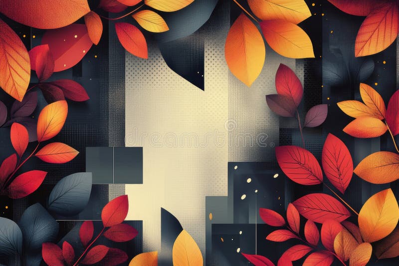 Modern Fall Art, Modern Fall Banner with Geometric Shapes and Soft ...