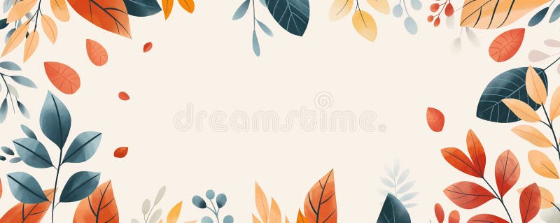 Modern Fall Frame, Geometric Leaf Patterns, Flat Design Illustration ...