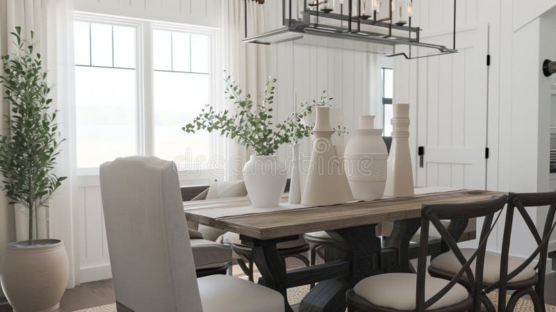 Modern Farmhouse Dining-room, Farmhouse Interior with Background ...