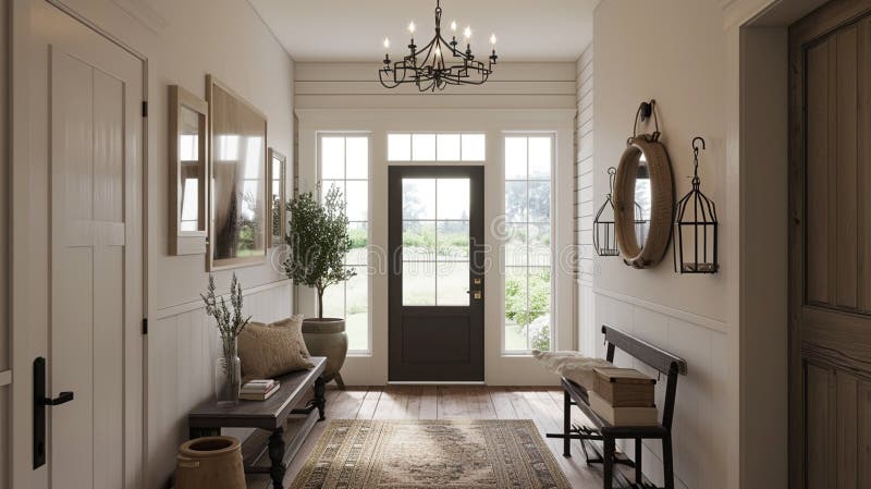Modern Farmhouse Entryway, Farmhouse Interior. Generative Ai Stock ...