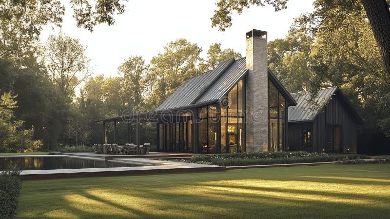 Modern Farmhouse with Open Spaces, Rustic Accents.. Stock Photo - Image ...