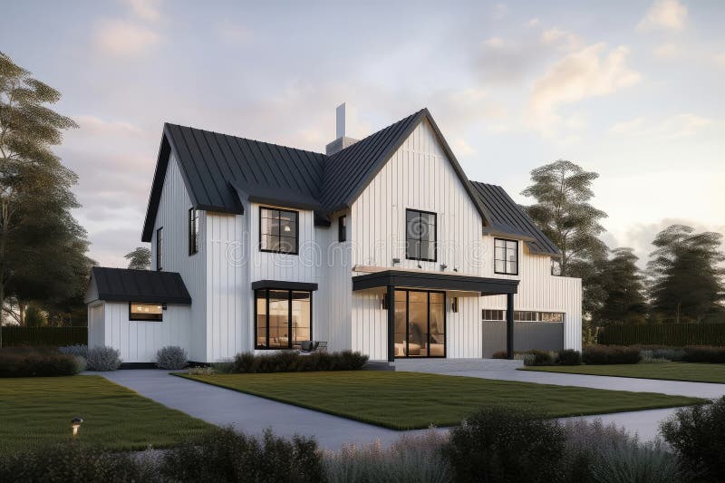 Modern Farmhouse with Unique Exterior, Featuring Sleek and Minimalist ...