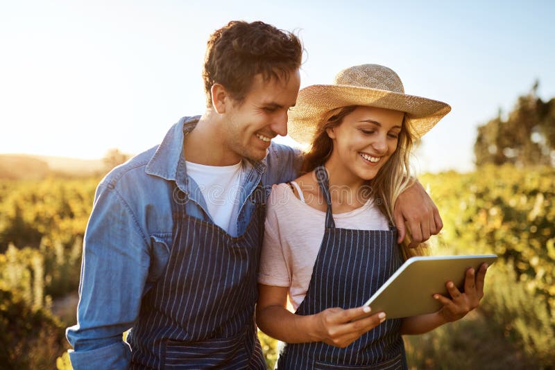 Modern Farming is Here. an Affectionate Young Couple Using a Digital ...