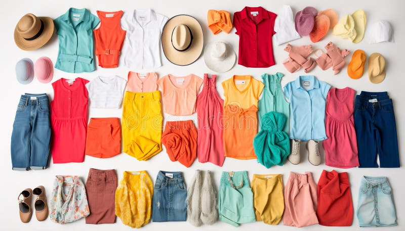 A Modern Fashion Collection of Multi Colored Garments and Accessories ...