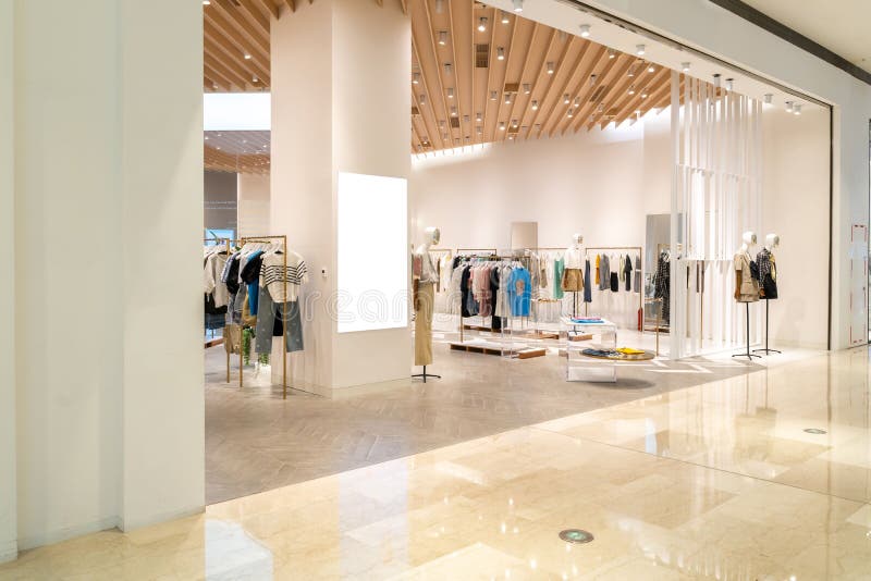 Modern Fashion Store Front in Downtown Shopping Mall Stock Photo ...