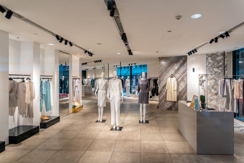 Modern Fashion Store Front in Downtown Shopping Mall Stock Image ...