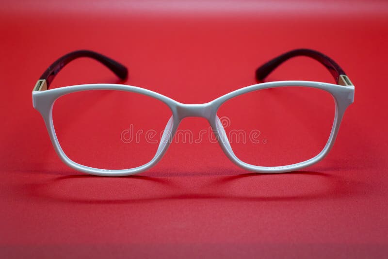 Modern Fashionable Spectacles On Red Background. Stock Image - Image of ...