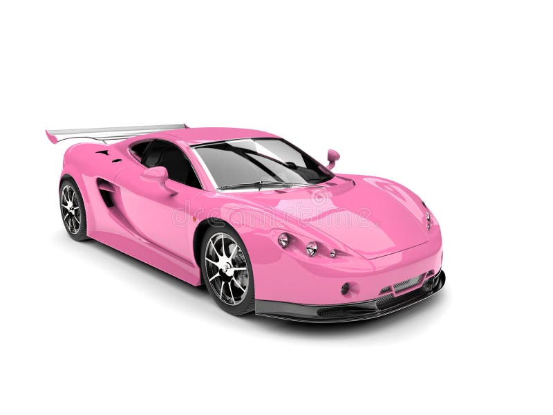 Modern Fast Race Car in Pink Color Stock Illustration - Illustration of ...