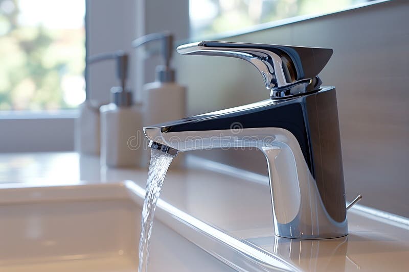 Modern Faucet in the Bathroom. 3d Render Illustration Stock ...