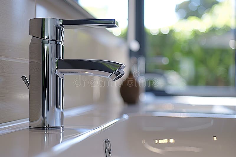 Modern Faucet in the Bathroom. 3d Render Illustration Stock ...