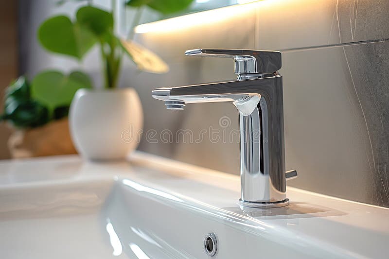 Modern Faucet in the Bathroom. 3d Render Illustration Stock ...