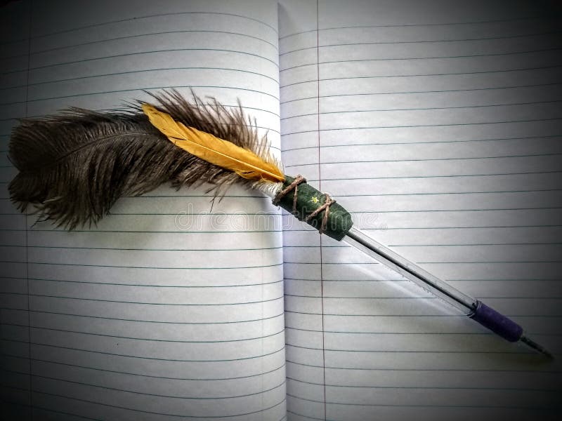 Modern Feather Pen NoteBook Stock Image - Image of notepad, writers ...