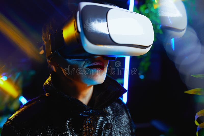 Female in Metaverse in Vr Goggles Stock Photo - Image of elegance ...
