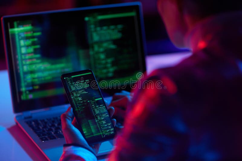 Modern Female Working on Information Security and Encryption Stock ...