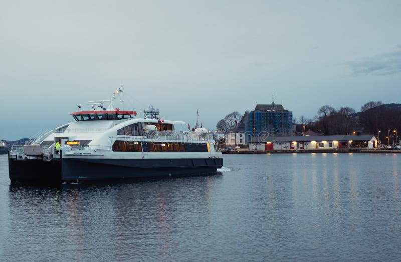 Modern Ferry in Sea Port on Sunny Day Stock Image - Image of ...