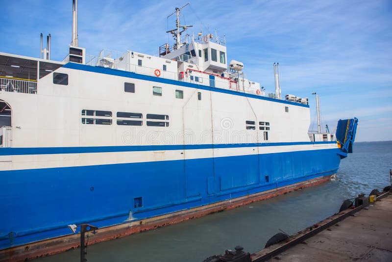 Modern Ferry in Sea Port on Sunny Day Stock Image - Image of ...