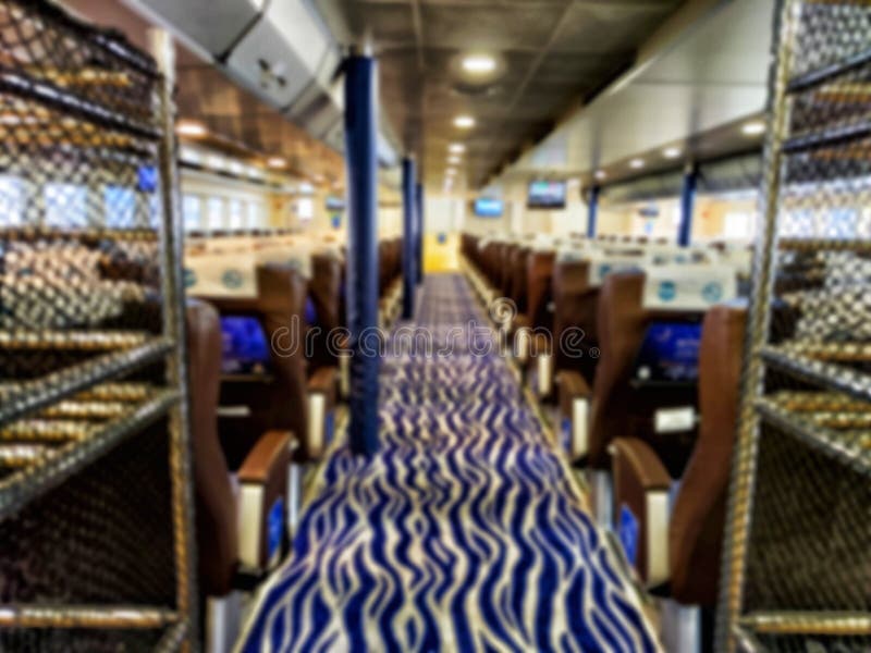 Modern Ferry Interior with Blurred Seating Arrangement and Flowing ...