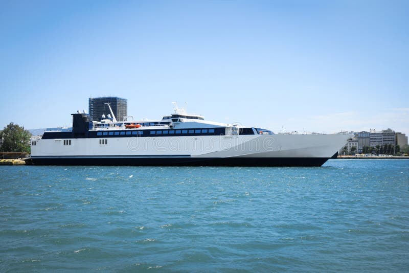 Modern Ferry in Sea Port on Sunny Day Stock Image - Image of ...
