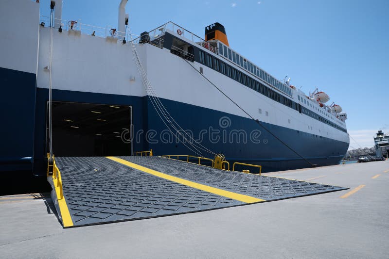 Modern Ferry in Sea Port on Sunny Day Stock Image - Image of ...