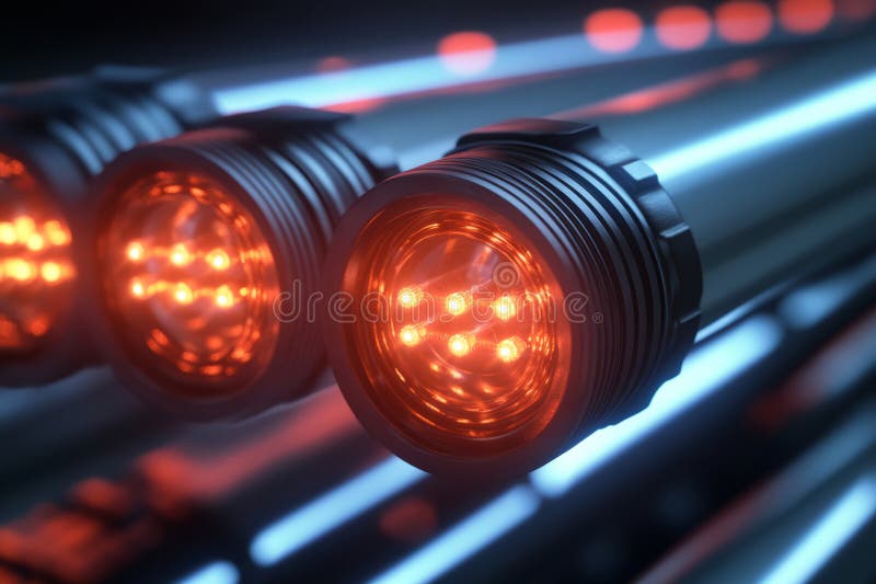 Glowing Fiber Optic Cables with LED Lights Stock Photo - Image of ...