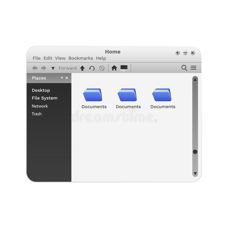 Modern File Manager Window with Blue Folders. My Computer Page on ...