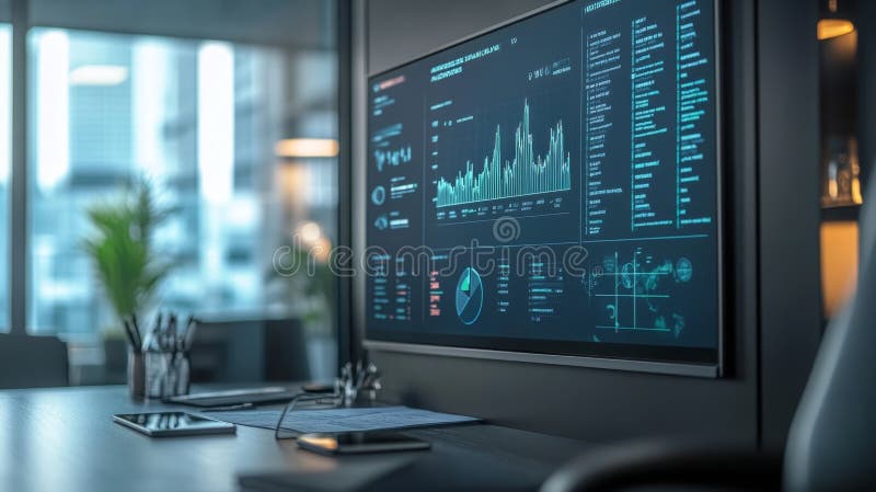 Modern Financial Advisors Office with Advanced Technology Displays for ...