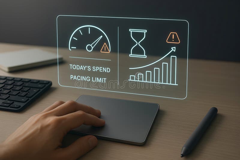 Modern Financial Dashboard Displaying Spend Pacing and Alert on Tablet ...