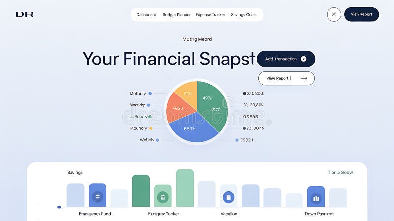 Modern Financial Dashboard Featuring Pie Chart and Bar Graphs for Data Visualization Stock ...