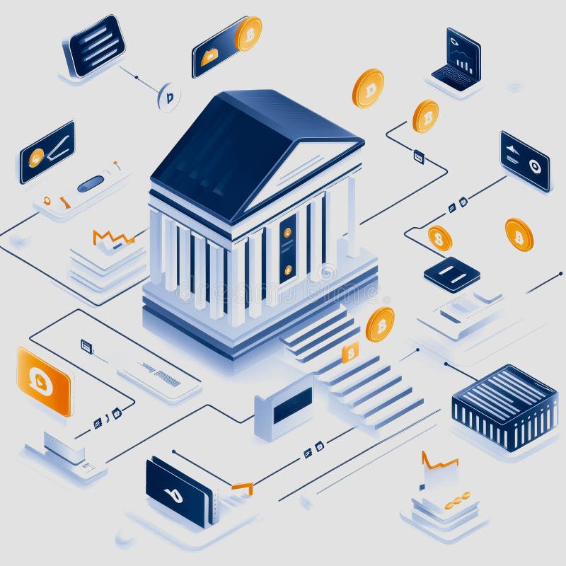 Modern Financial Institution Abstract Illustration with Digital ...